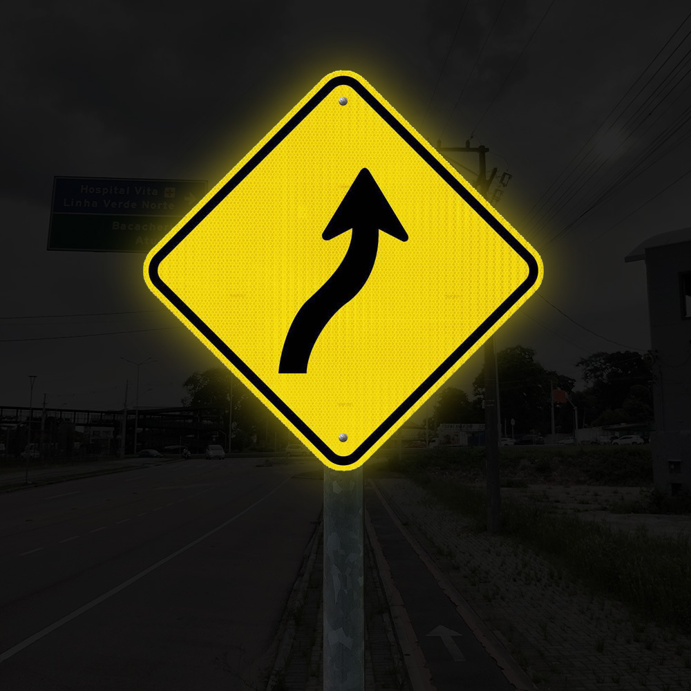 Placa curva em S à direita A-5b - Sinal Center - Empresa de Sinalização