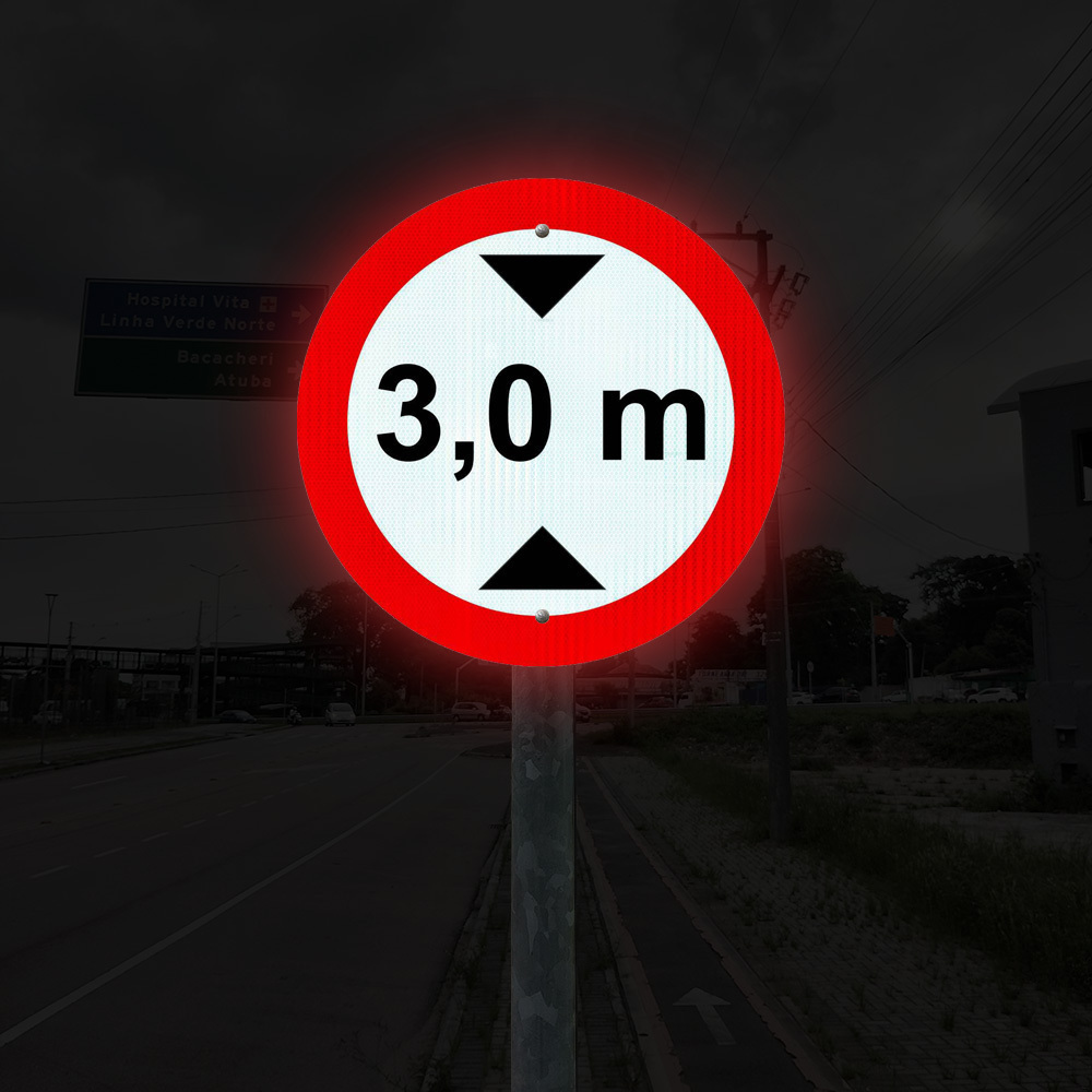 Placa altura máxima permitida R-15 - Sinal Center - Empresa de Sinalização