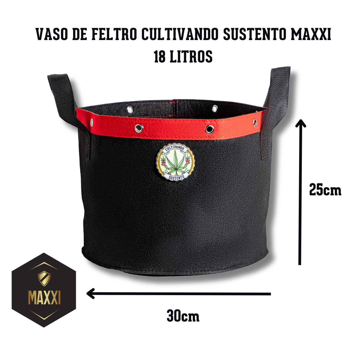 VASO DE FELTRO GROW BAG CULTIVANDO SUSTENTO MAXXI 18 LITROS - Cultivando Sustento - Grow Cultivo ...
