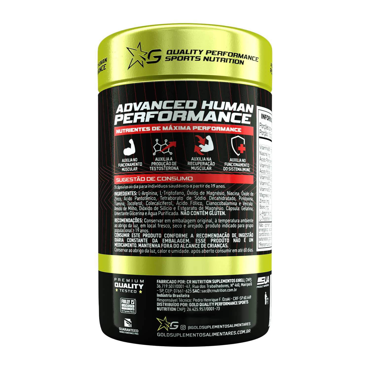 Test Gold - Testo Booster 90 cápsulas - Gold Nutrition