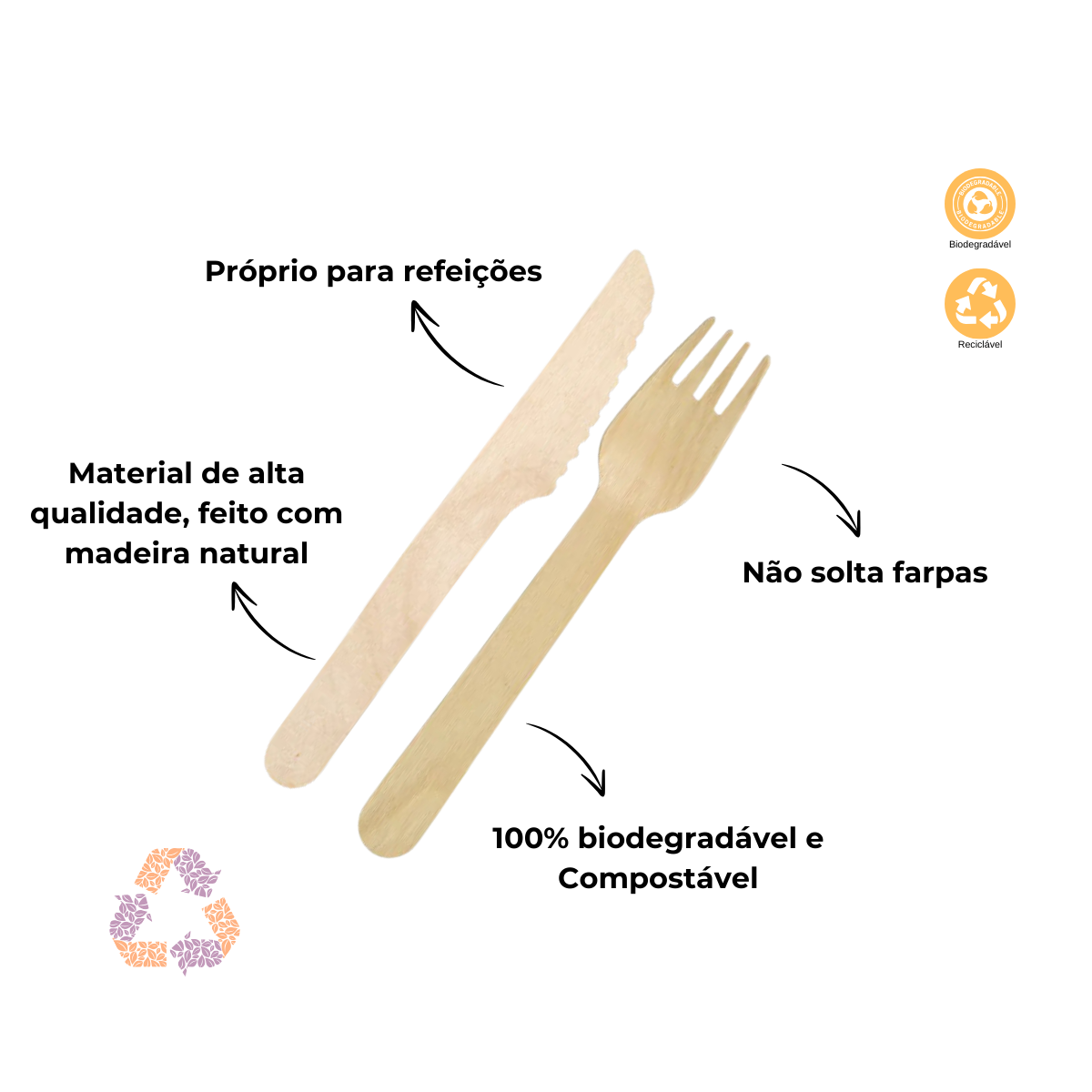 Kit Descartável Bio Refeições Faca Garfo e Guardanapo 20un - Nature ...