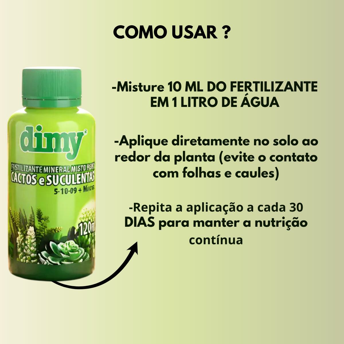 Fertilizante Adubo Para Cactos e Suculentas Dimy 120ml - Yuri Home Garden