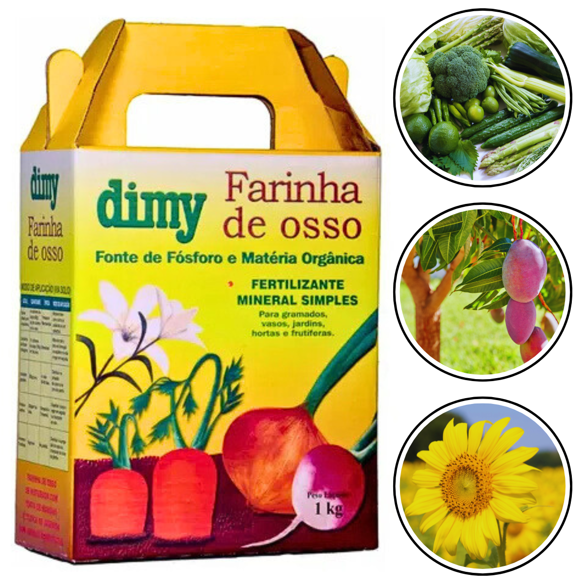 Adubo Natural Farinha de Osso 1kg DIMY - Yuri Home Garden