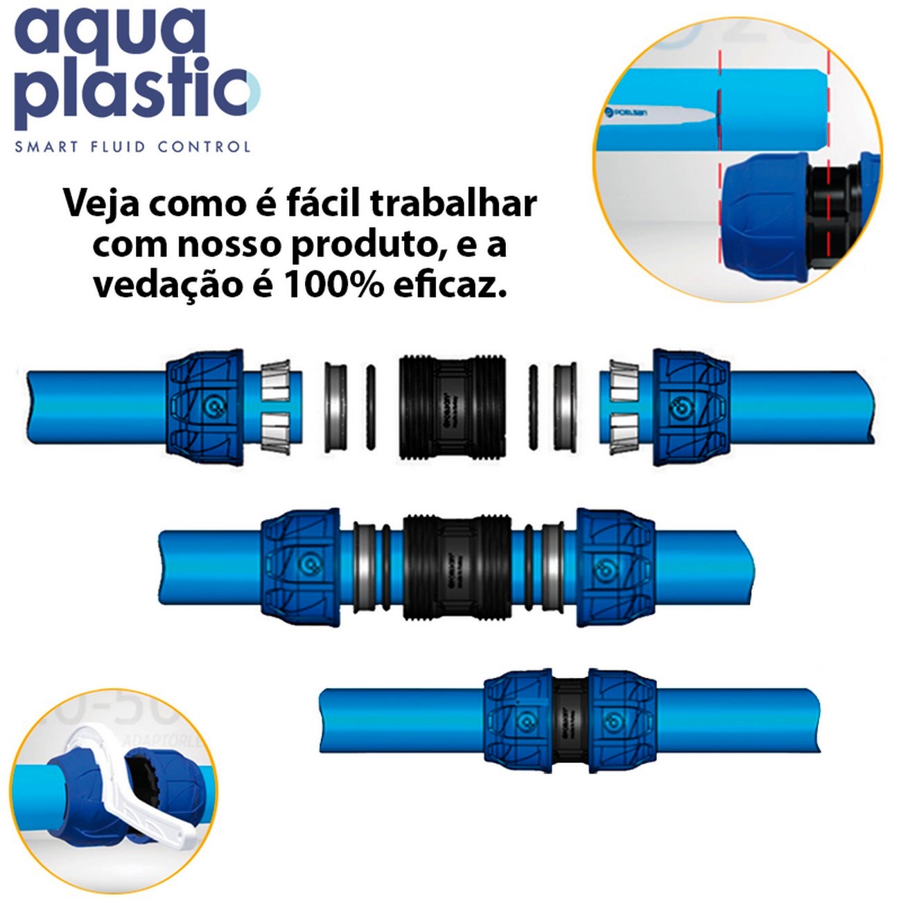 Luva União de Compressão PP - 50mm - Aqua Plastic | Tubos, Válvulas e ...