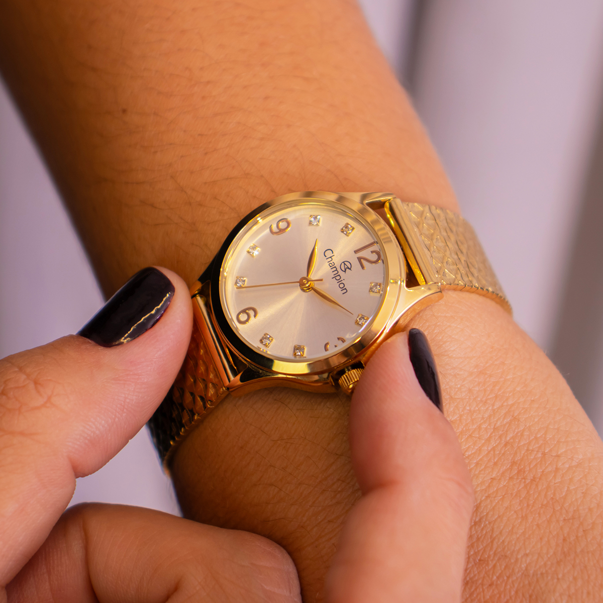Relógio Feminino Champion Analógico Dourado Pequeno CF24117H + Colar e ...