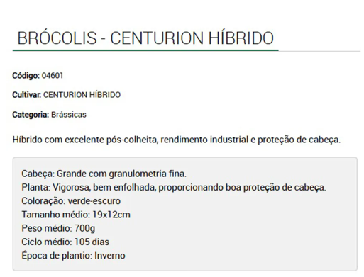 Sementes de Brócolis Híbrido Centurion F1 Pcte C/ 1.000 Sementes - TSV ...