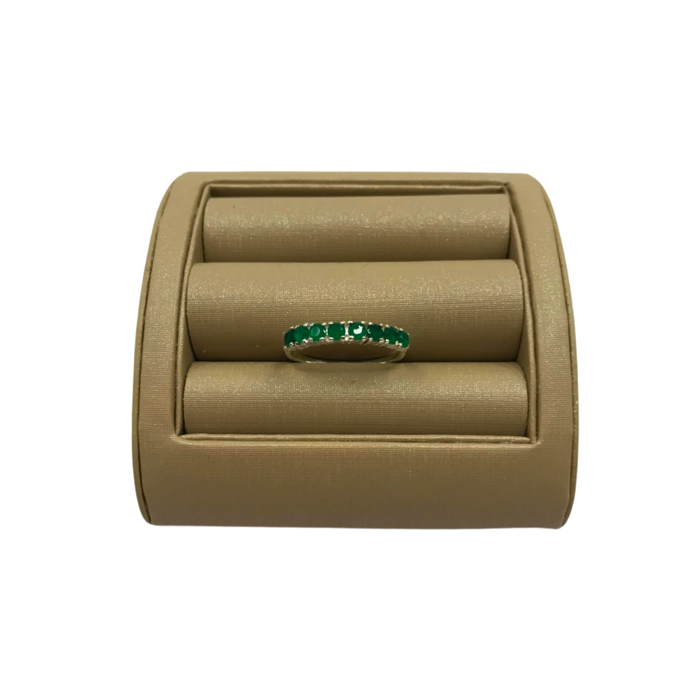 Anel Meia Aliança Esmeralda - Topazius Joias