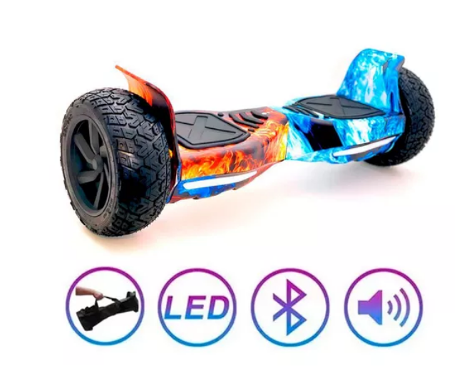Hoverboard Original Skate Elétrico 8.5 Offroad Led Bluetooth Fogo e Ge ...
