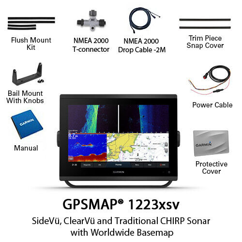 GPS Garmin GPSMap 1243XSV Sonar com Tela de 12" Touch com Transdutor ...