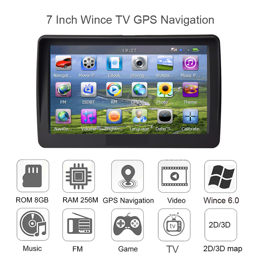 Kit 5 GPS para Caminhões 7.0 GA-TV700 Windows CE 6.0 256MB RAM + 8GB ...