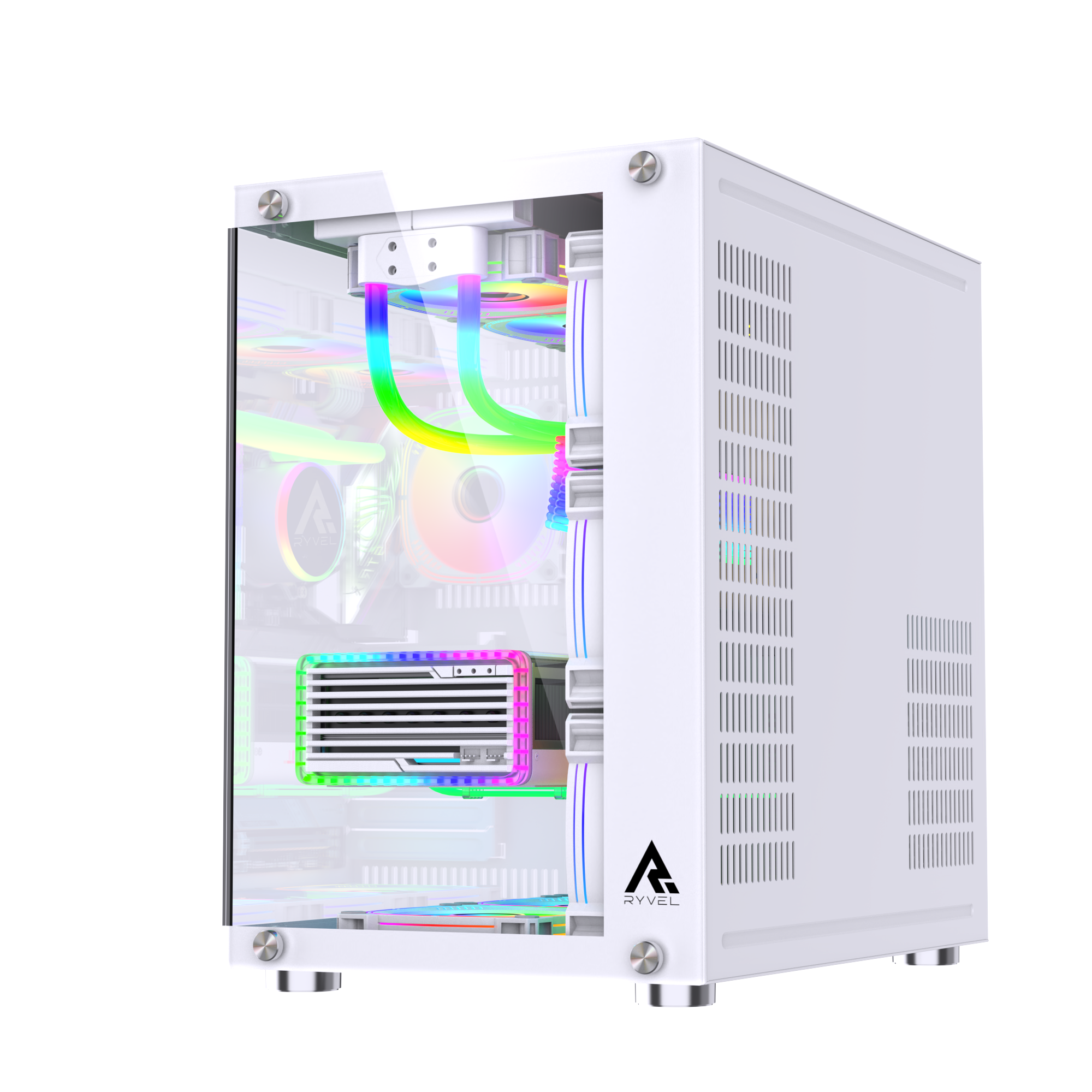 Gabinete Gamer Ryvel Ymir White RY-GB-YR-WT - 10 Fans ARGB Inclusos ...