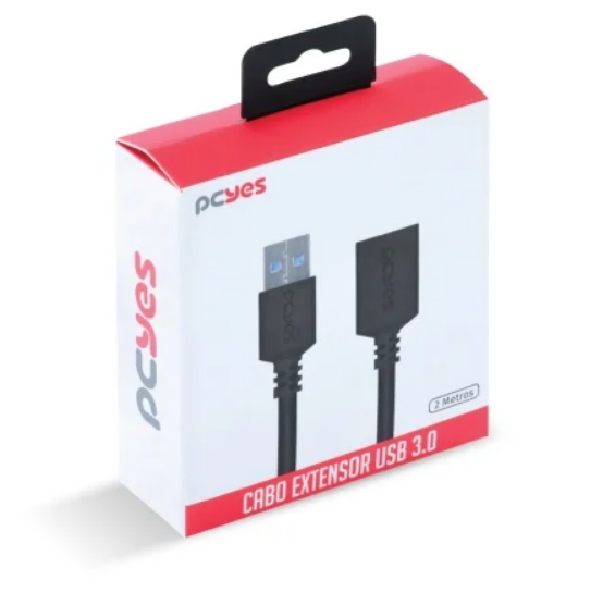 Cabo Extensor USB 3.0 Pcyes 2 Metros | 5Gbps SuperSpeed Macho x Fêmea ...