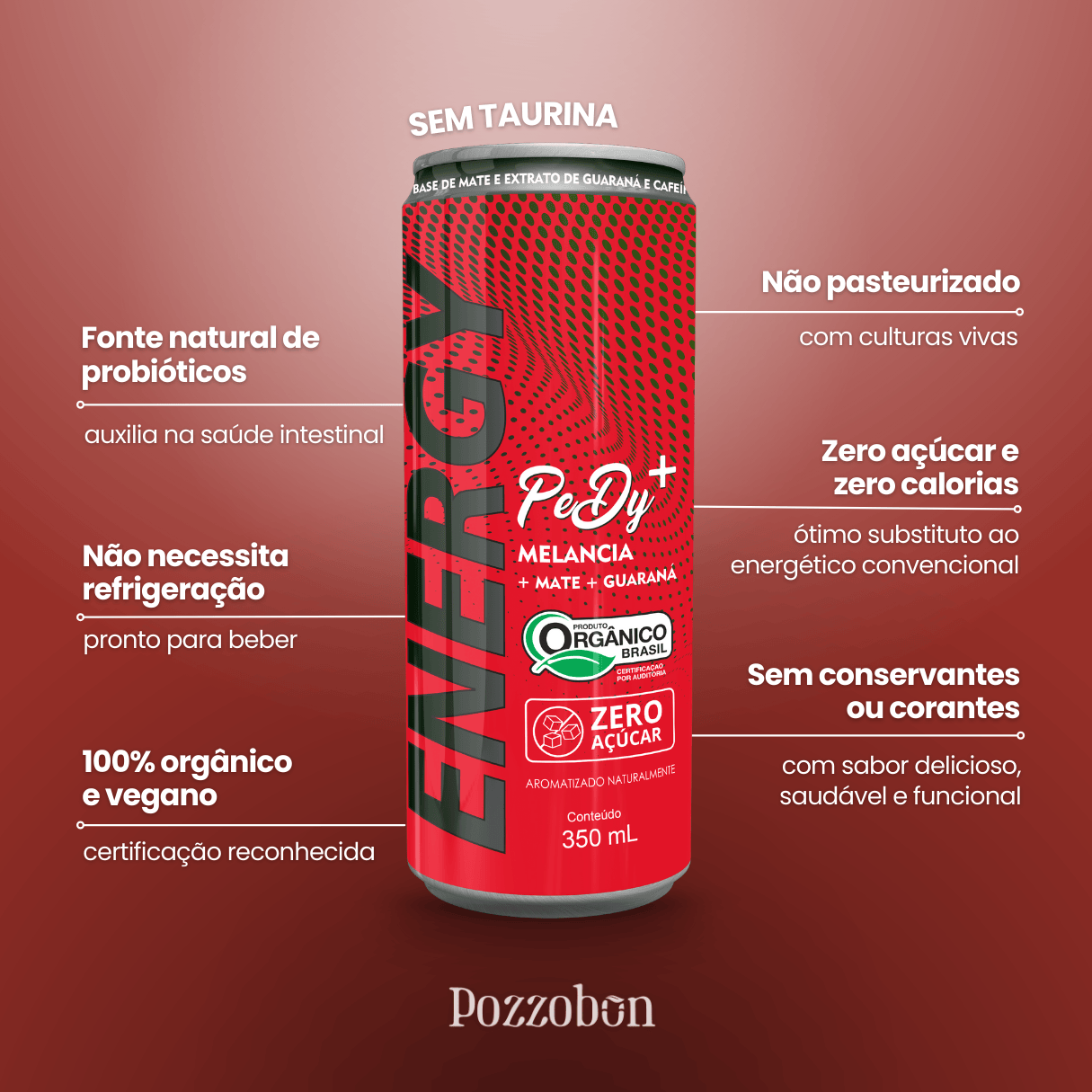 Kit 6 Energético Energy Orgânico Zero Açúcar Melancia Mate Guaraná ...