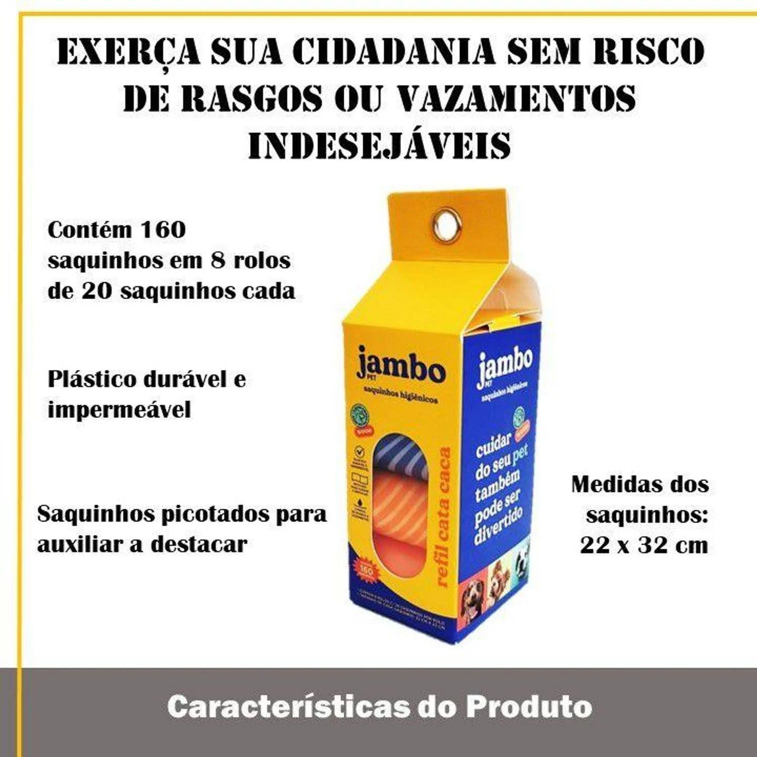 CAIXA REFIL NEW JAMBO COM 8 ROLOS - PetsMaFE