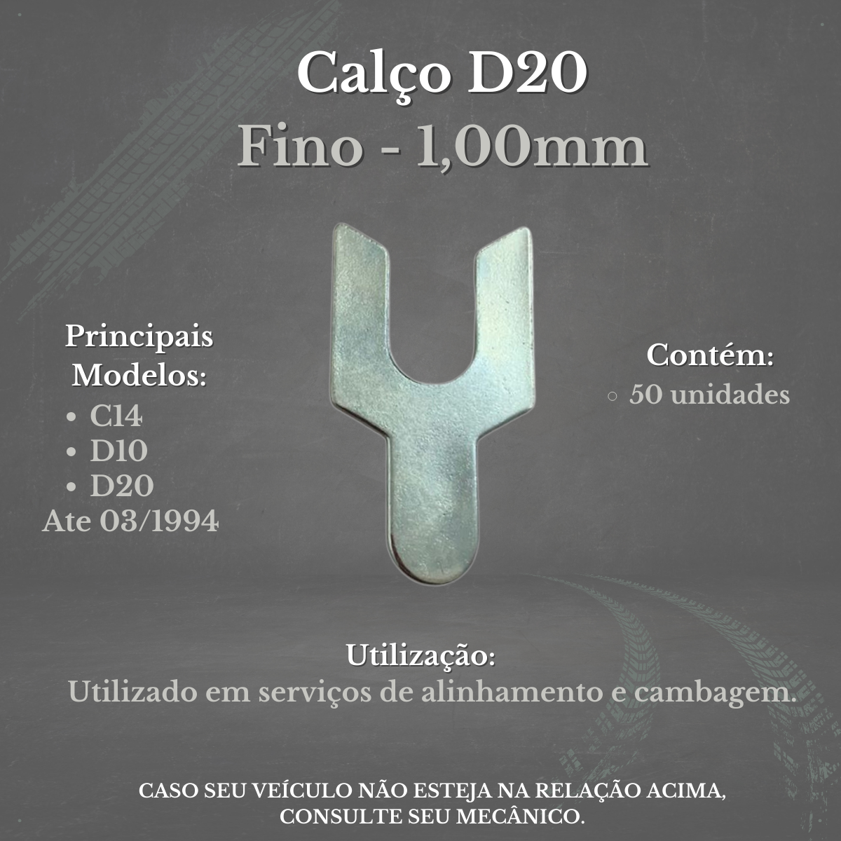 Calço Cambagem Fino 1,00mm D20/D10/C14/C10 - 50 Pçs | Loja Rpkar ...
