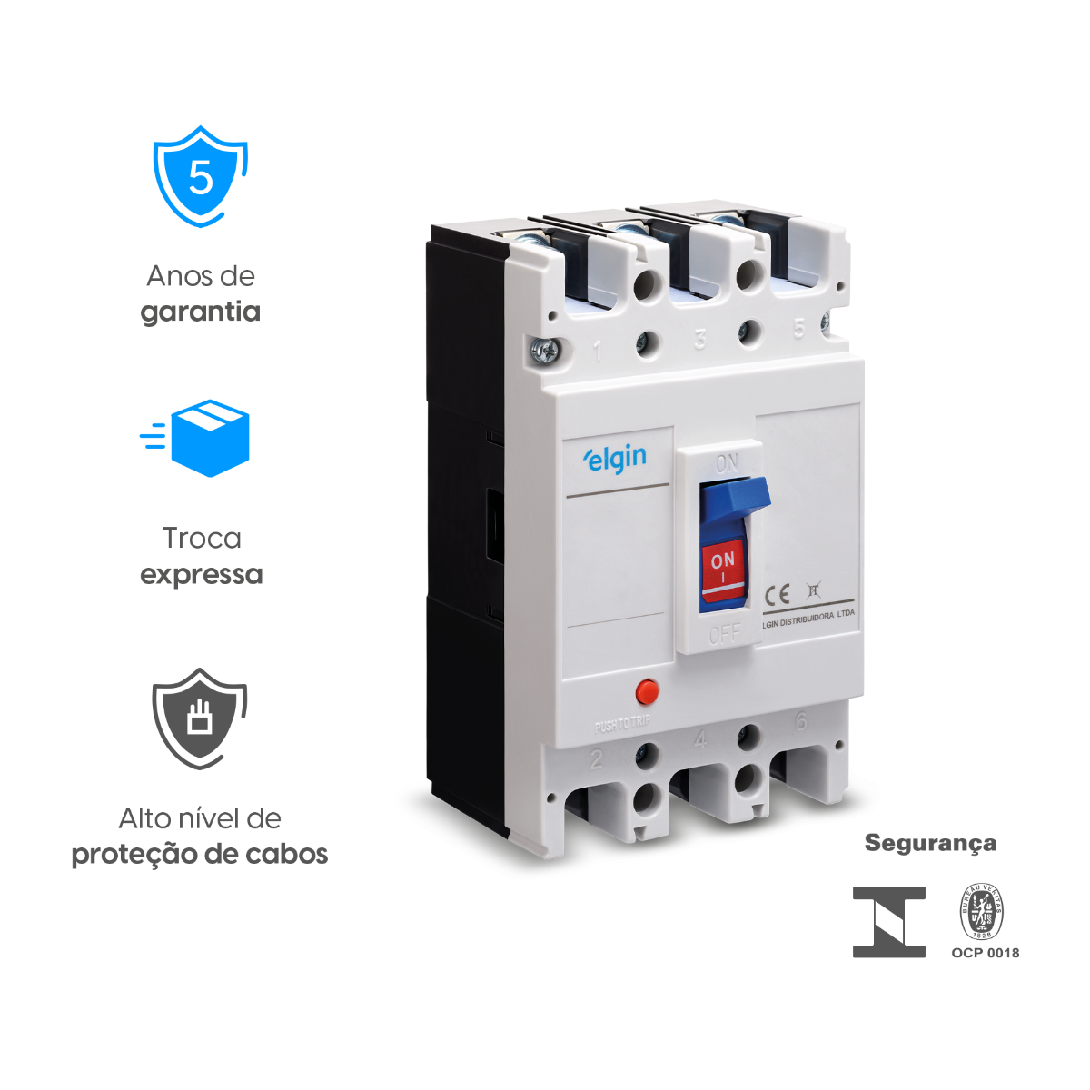 Disjuntor Caixa Moldada 3 Módulos Tripolar De 250a - Elgin - JALS ELETRICA LTDA