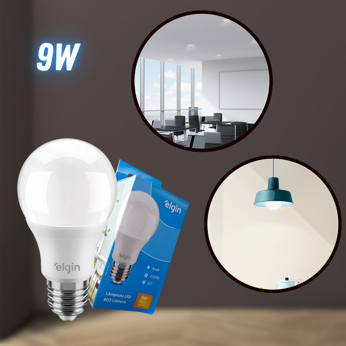 Lâmpada Led Bulbo Bivolt A60 9w Branca Morna - Elgin 3000k - JALS ELETRICA LTDA