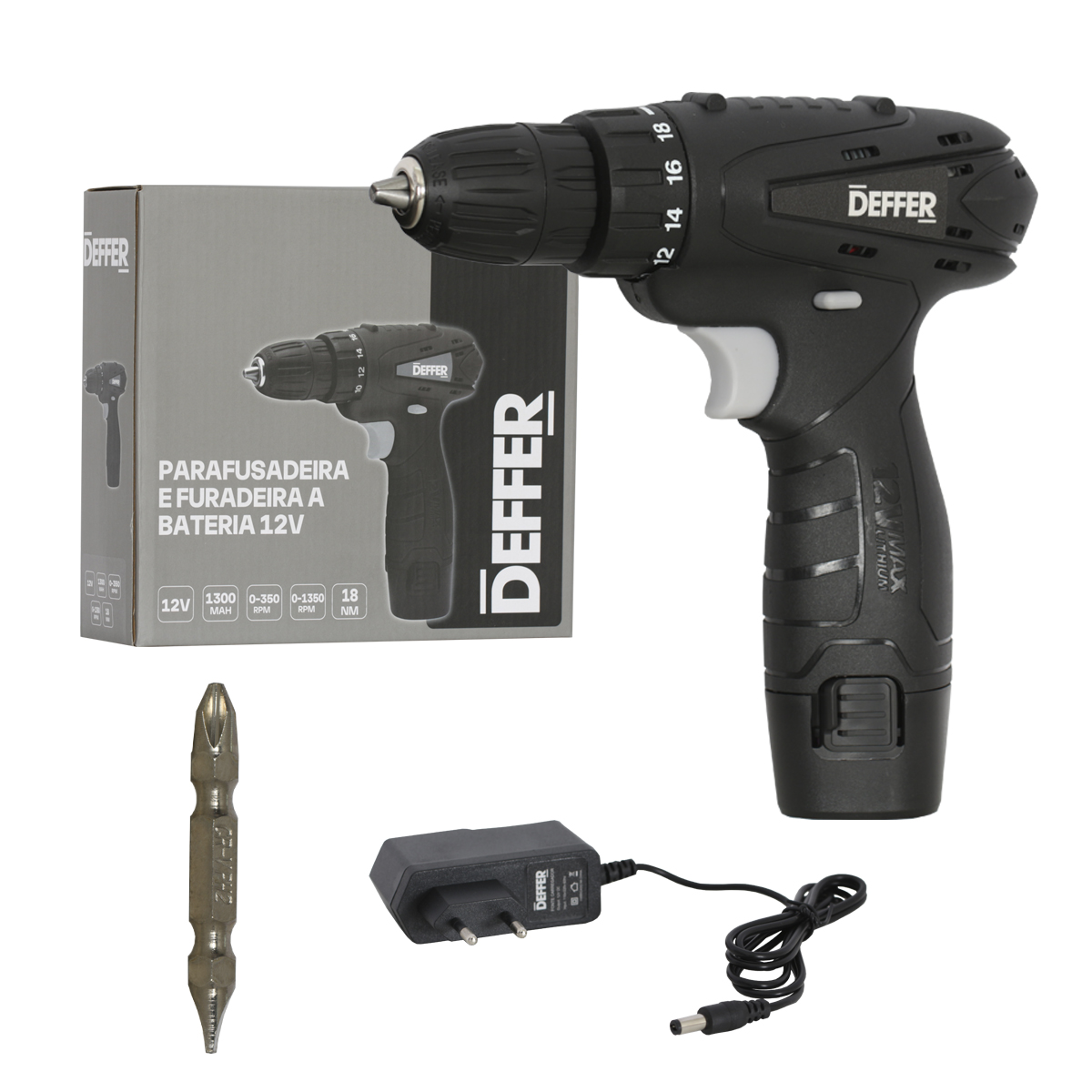 Parafusadeira e furadeira a bateria 12v marca Deffer modelo DFPA12-1 ...