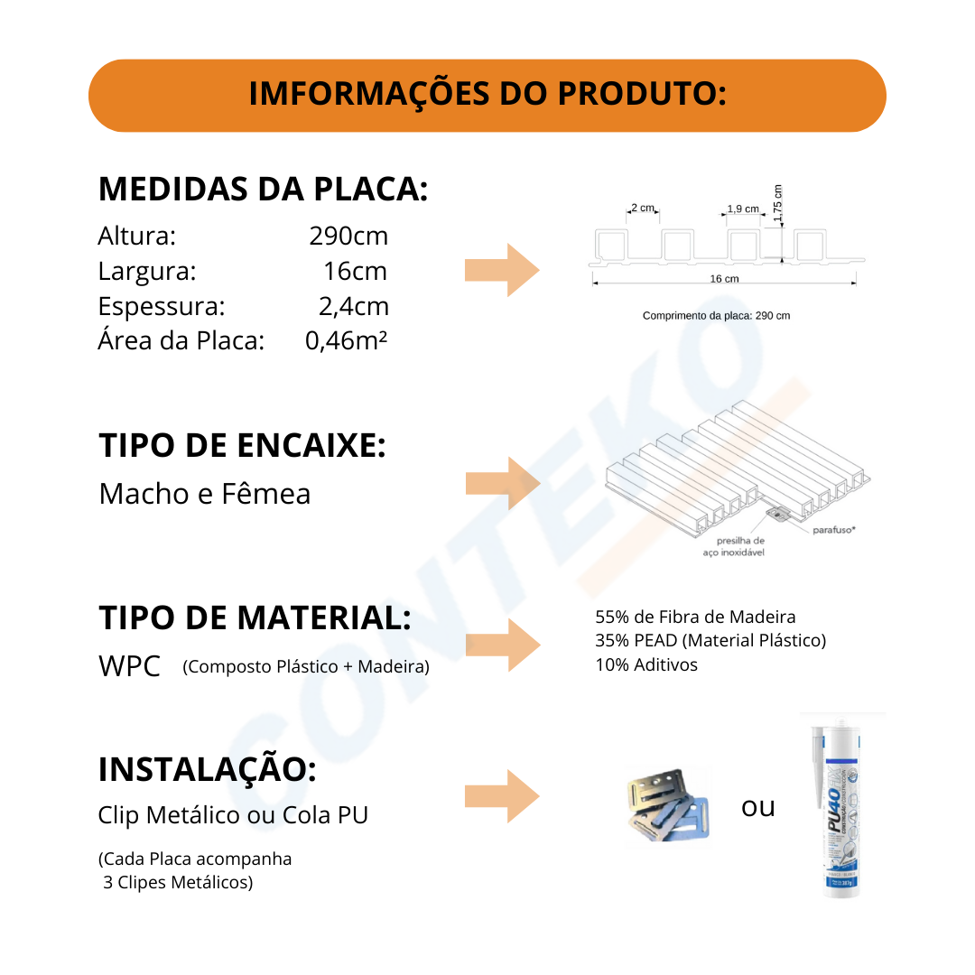 Painel Ripado Azul Realeza - Conteko
