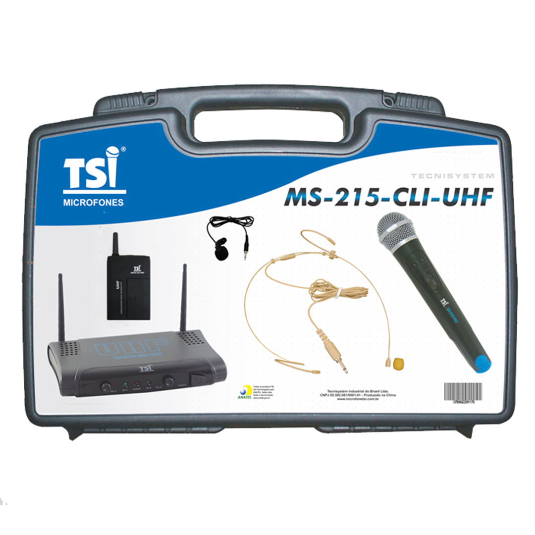 Sistema Sem Fio MS-215-CLI-UHF com Bodypack e Headset - TSI Microfone
