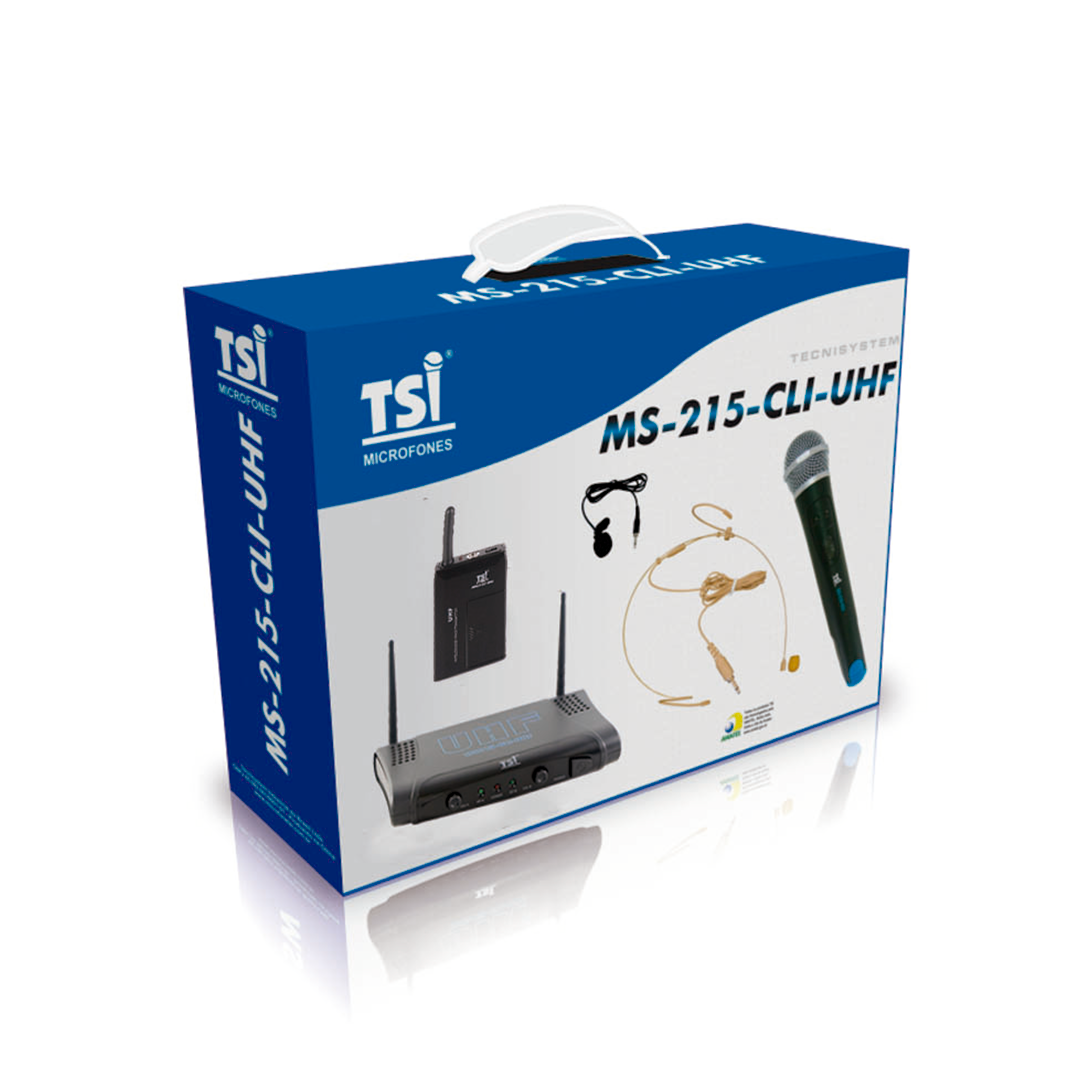 Sistema Sem Fio MS-215-CLI-UHF com Bodypack e Headset - TSI Microfone