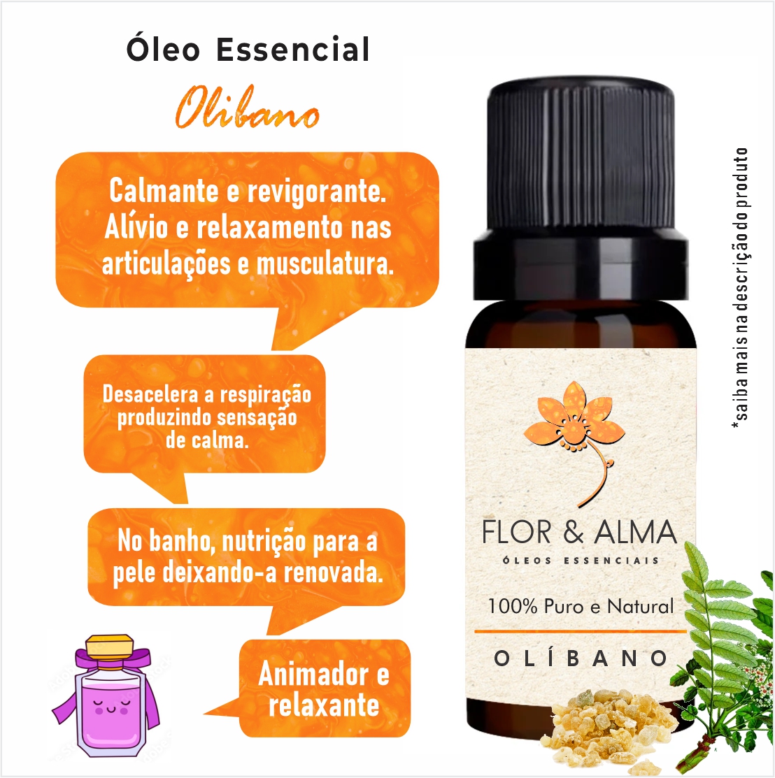 Óleo Essencial Olíbano Puro e Natural Flor e Alma 10 ml - Flor e Alma