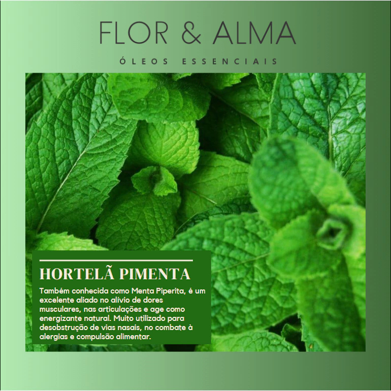 Óleo Essencial Hortelã Pimenta Puro e Natural - Flor e Alma