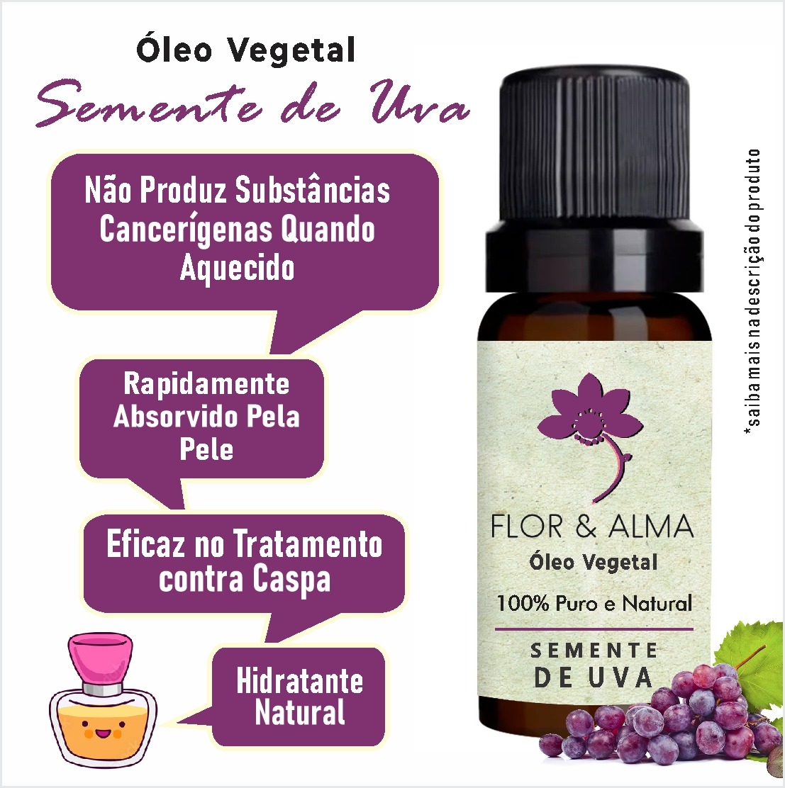 Óleo Vegetal Semente de Uva - Flor e Alma