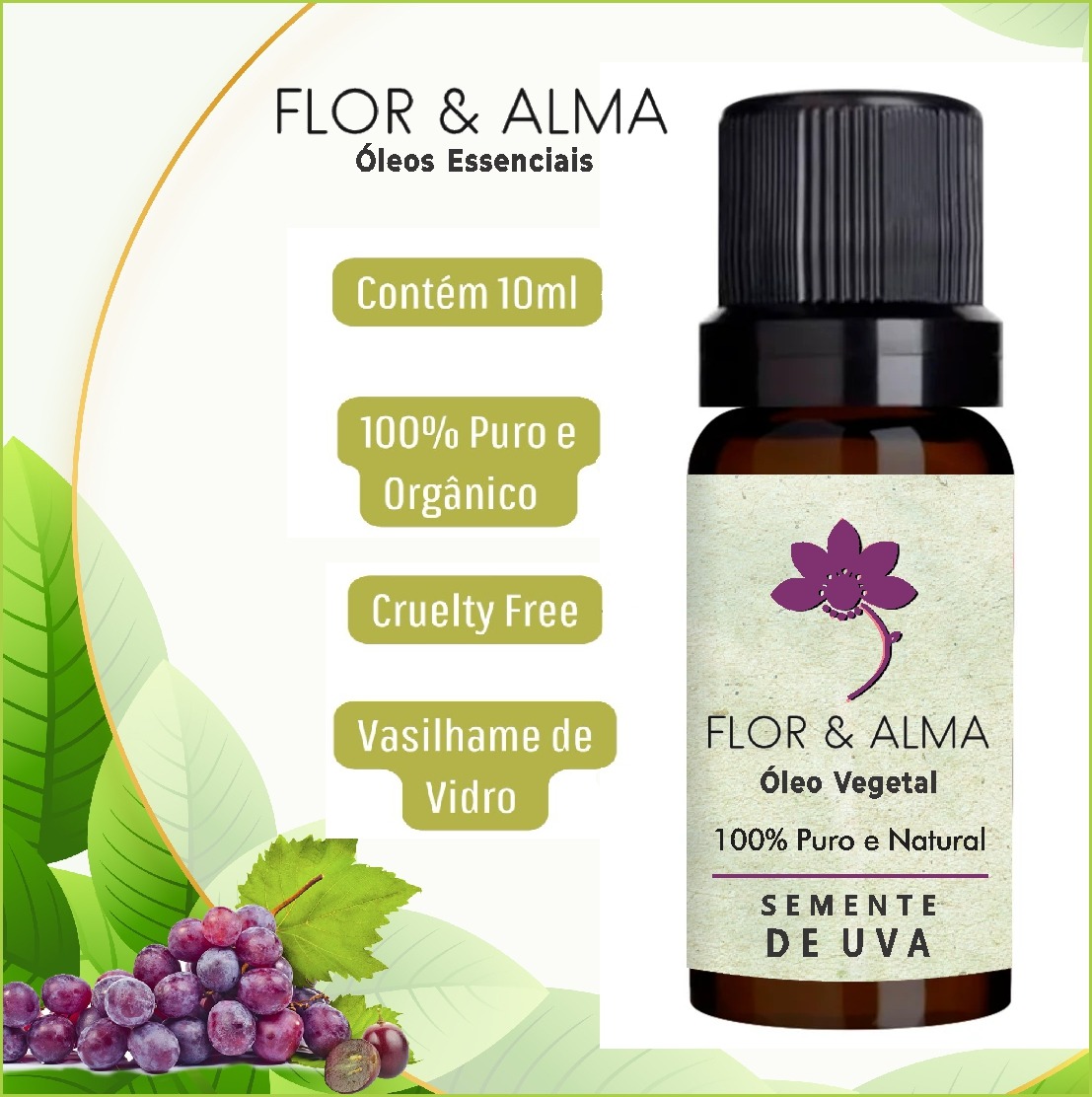 Óleo Vegetal Semente de Uva - Flor e Alma