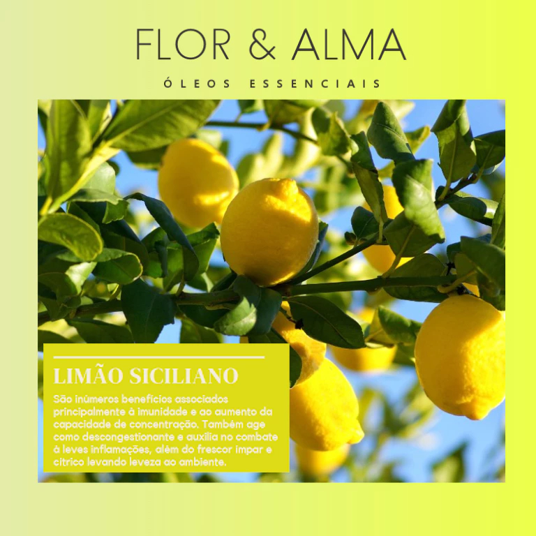 Óleo Essencial Limão Siciliano Puro e Natural - Flor e Alma