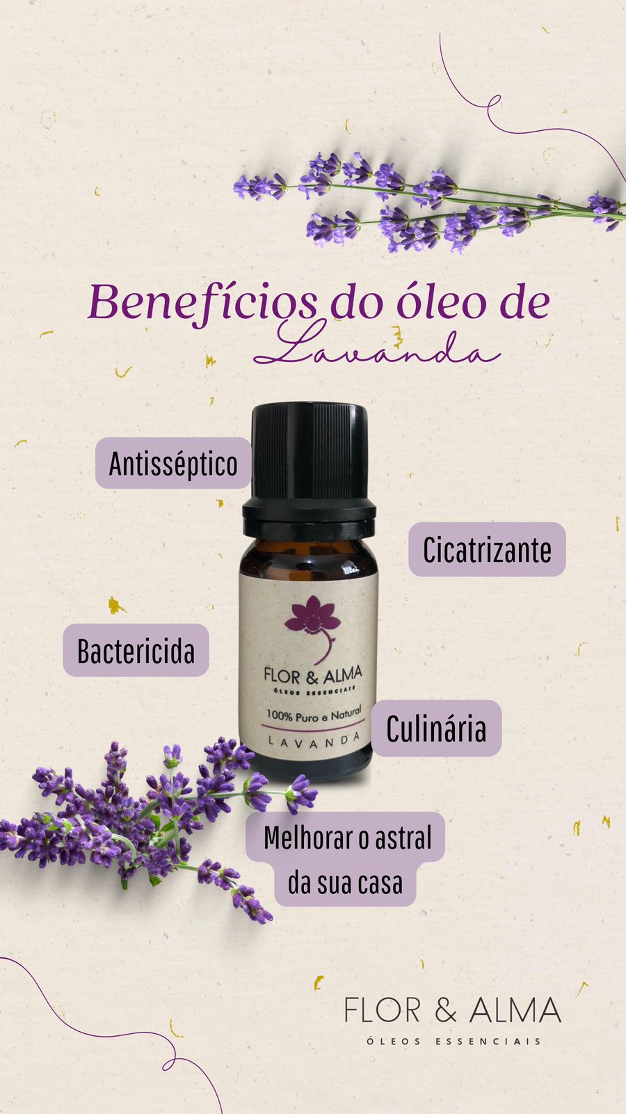 Kit Especial com 2 óleos essenciais 10ml Lavanda e Hortelã Pimenta - Flor e Alma