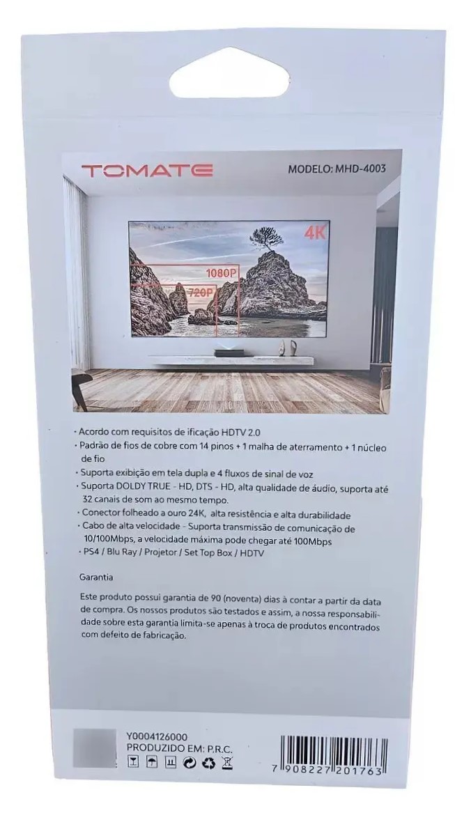 Cabo HDMI 4K 3M 2.0 Tomate MHD-4023 | Transmissão de Alta Definição ...