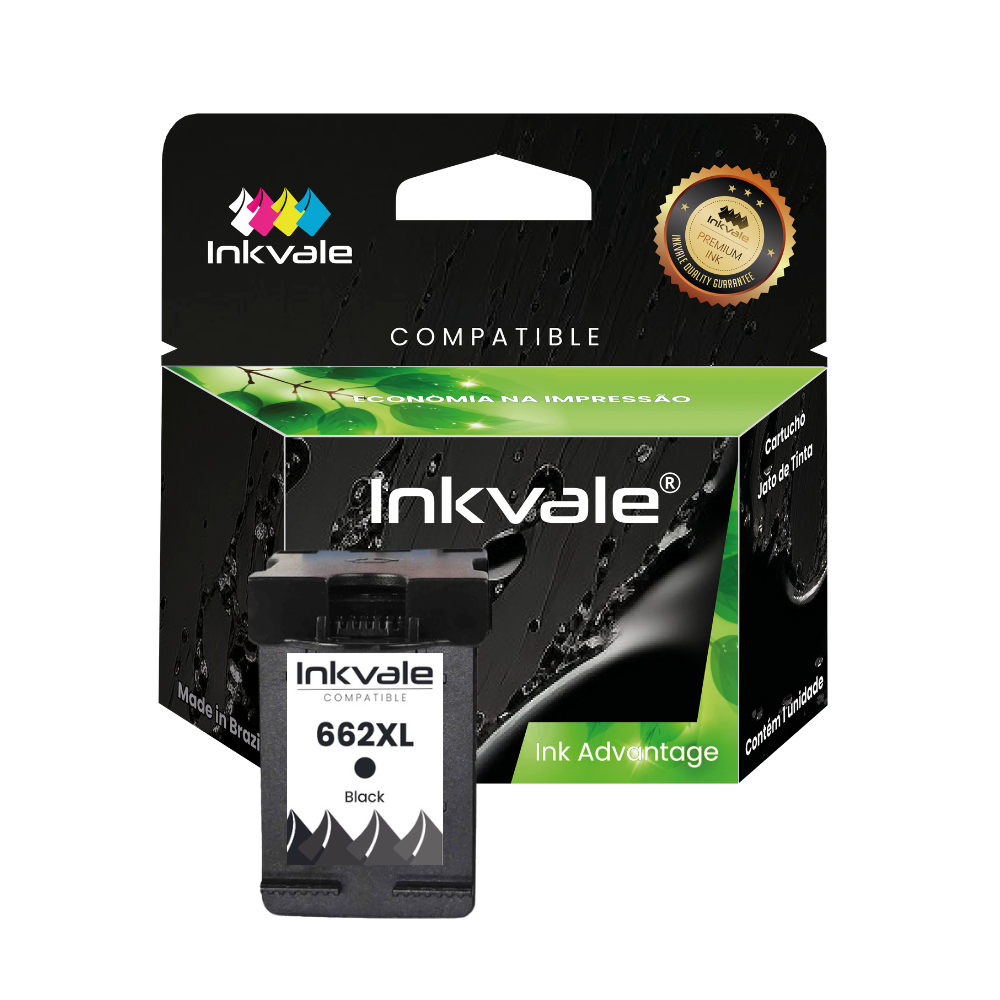 Cartucho Compatível Inkvale HP 662 Xl 662XL Preto + Kit Recarga ...