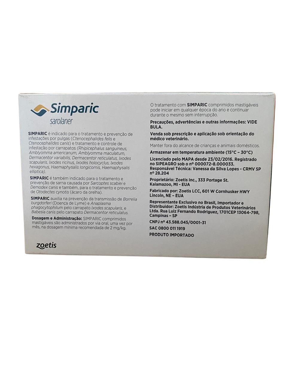 Simparic 20 MG 5,10 A 10 KG - Planeta Agrícola