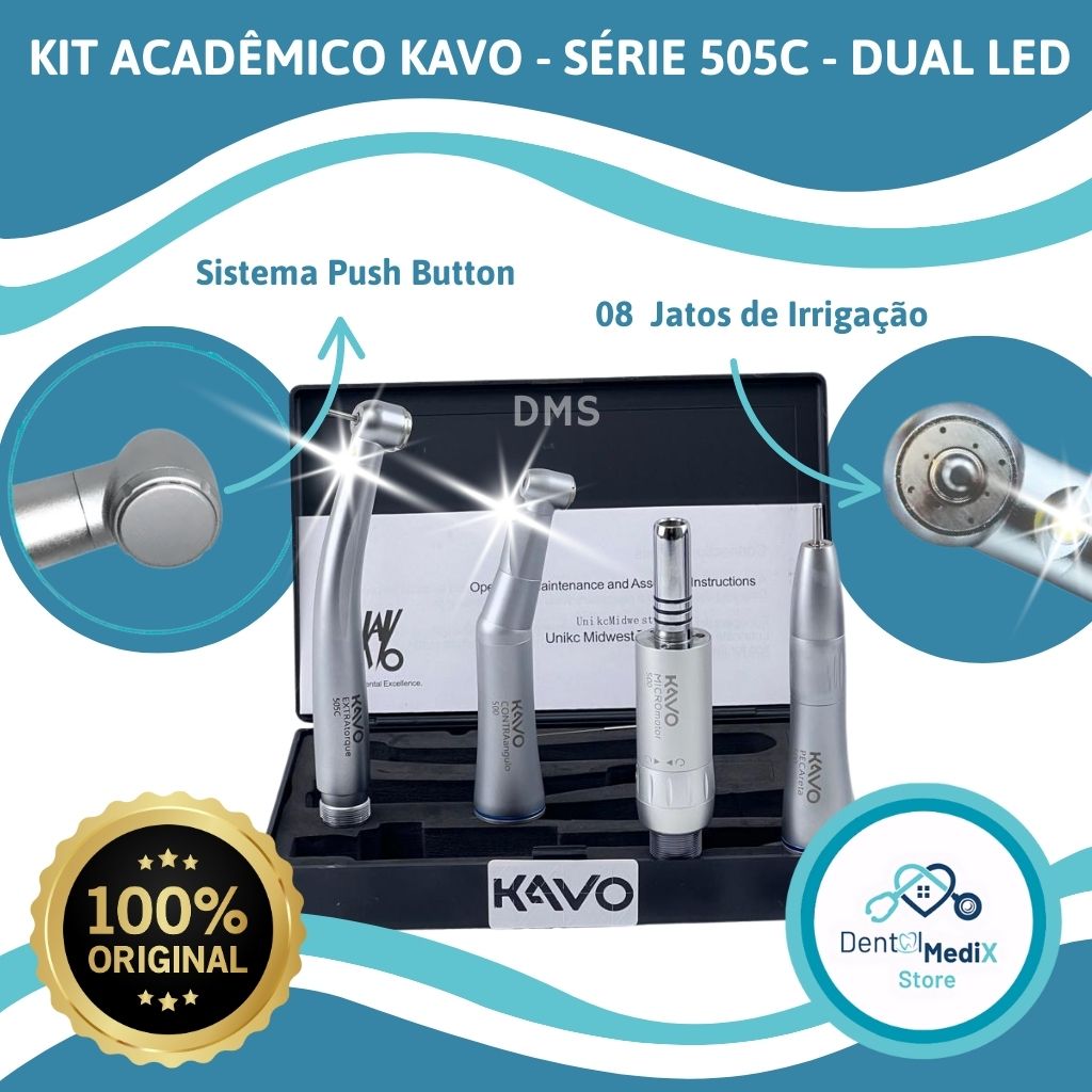 KIT ACADÊMICO ODONTOLÓGICO KAVO - SÉRIE 505C - DUAL LED - PEÇAS DE MÃO ...