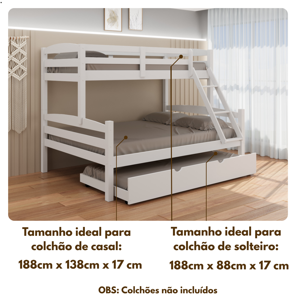 Treliche Casal + Solteiro com cama auxiliar solteiro cama tripla ...