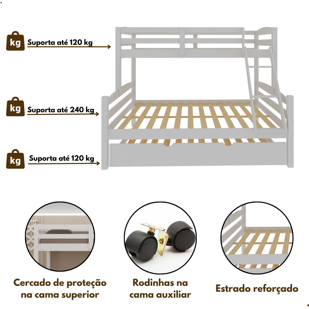 Treliche Casal + Solteiro com cama auxiliar solteiro cama tripla ...