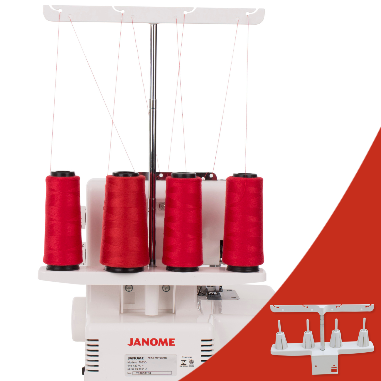 Conjunto do Suporte do Carretel para Máquinas Overlock e Galoneira ...