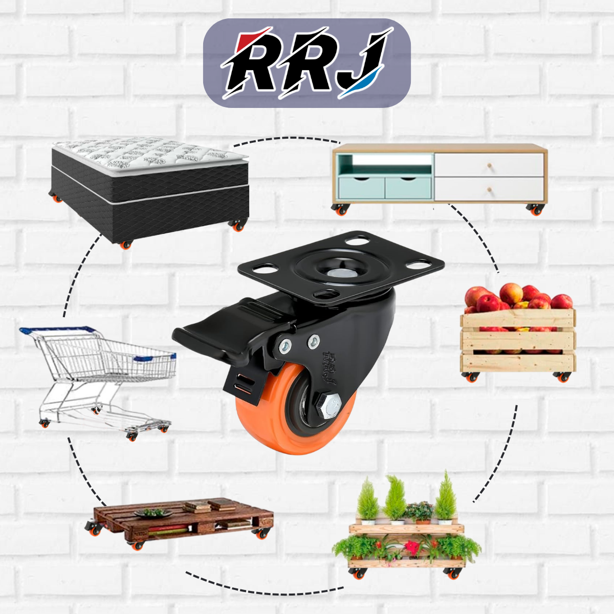 Rodinhas para moveis Com Freio 2 polegadas Laranja Kit 4 Und - RRJ ...