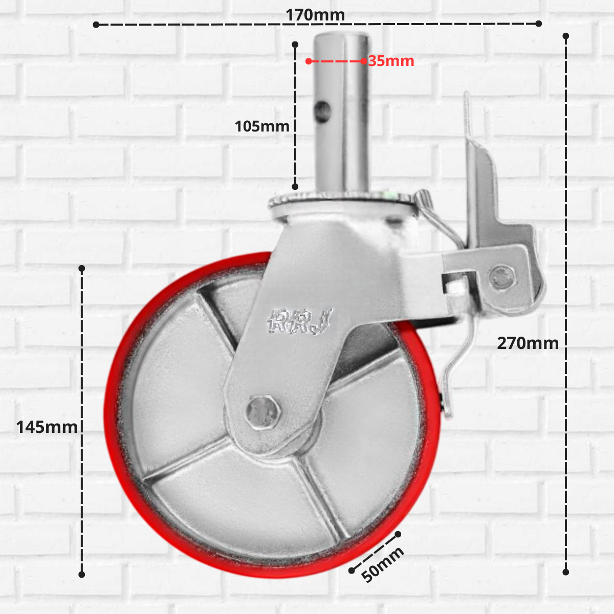 Rodizio para Andaime com Trava Rodas 6 polegadas Vermelho 4 Und - RRJ ...