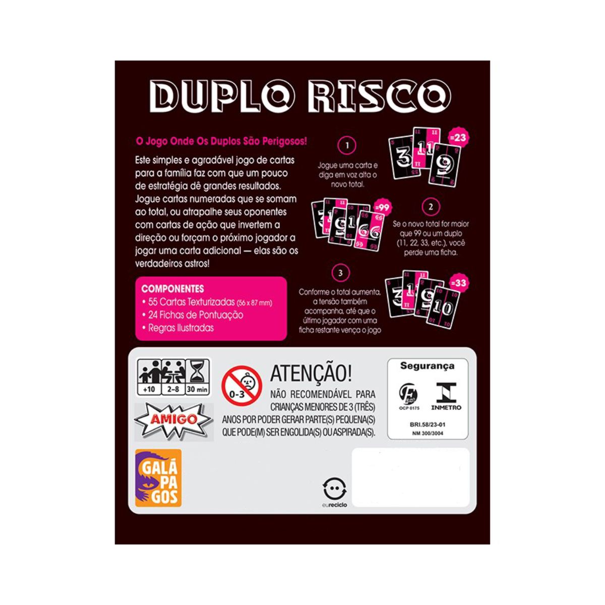 Jogo De Cartas De Estratégia Para Família Duplo Risco - Santec Comercial