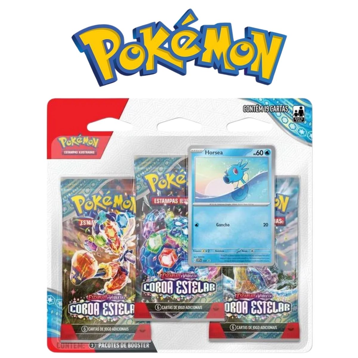 Blister Triplo Coroa Estelar 19 Cartas Pokémon - Copag - Santec Comercial