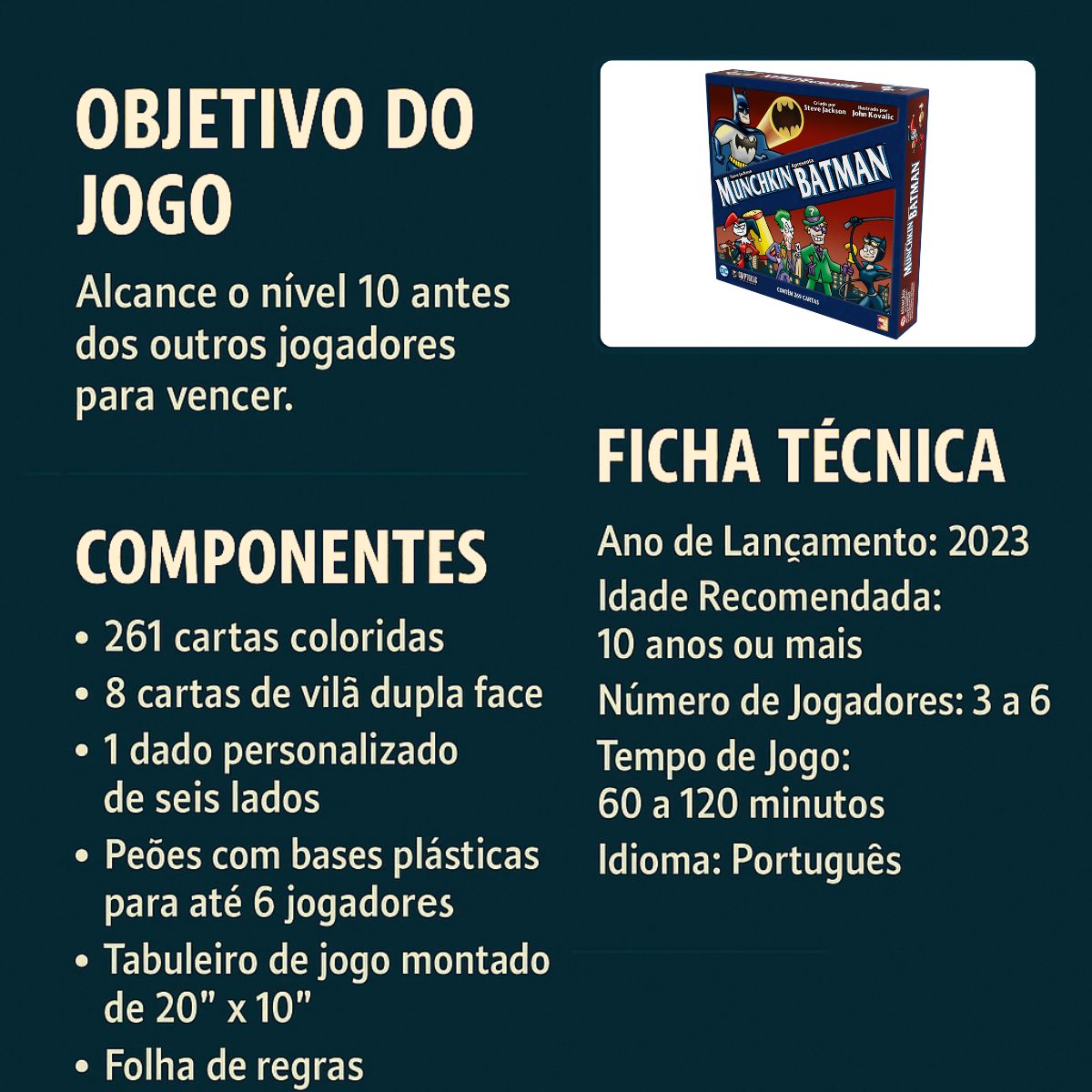 Munchkin Batman Jogo de Tabuleiro Estratégico e Competitivo - Santec Comercial