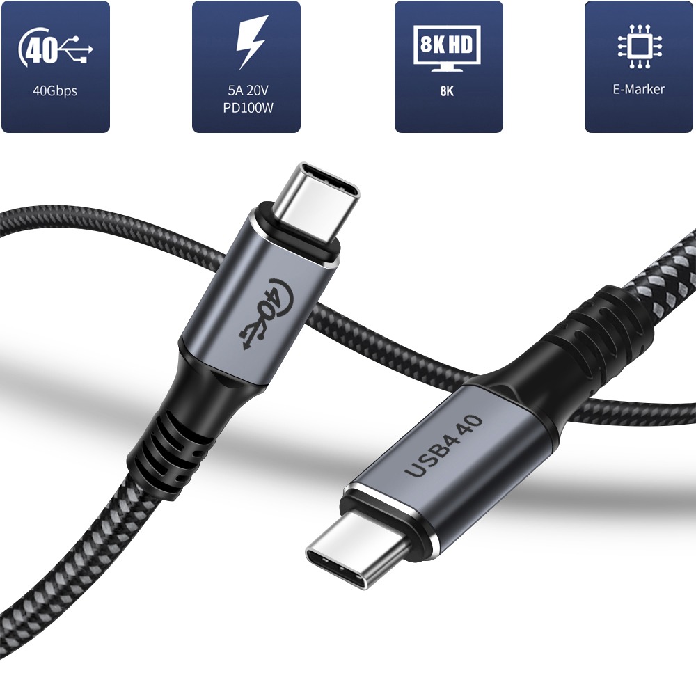 Cabo Usb Tipo C Thunderbolt 3 8k 40gbps 100w E-maker - 1,2 Metros ...