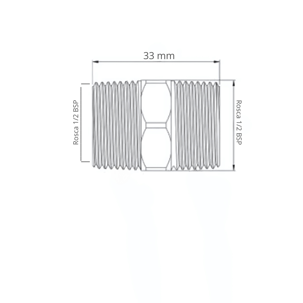 Niple Duplo Cromado 1/2 - Blukit - Mastersol Aquecedores