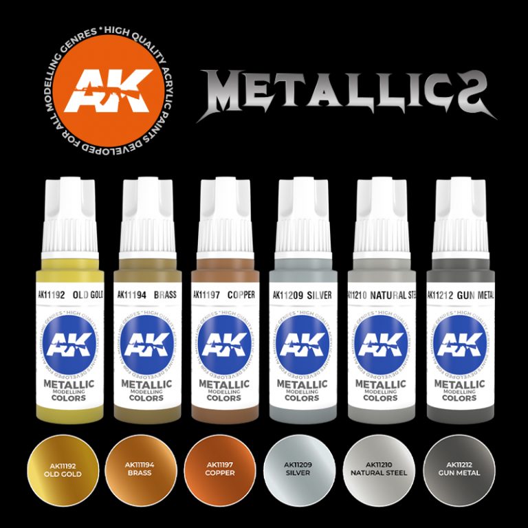 AK Interactive Metallics Colors Set - Geek Tintas