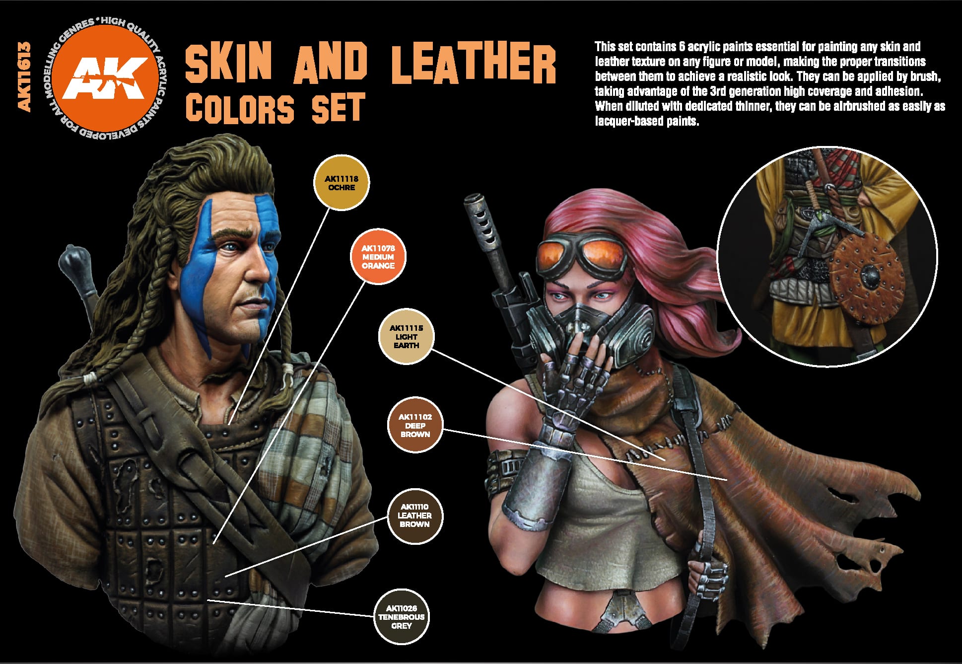 AK Interactive Skin and Leather Colors Set - Geek Tintas