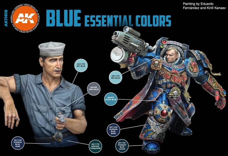 AK Interactive Blue Essential Colors 3Gen Set - Geek Tintas