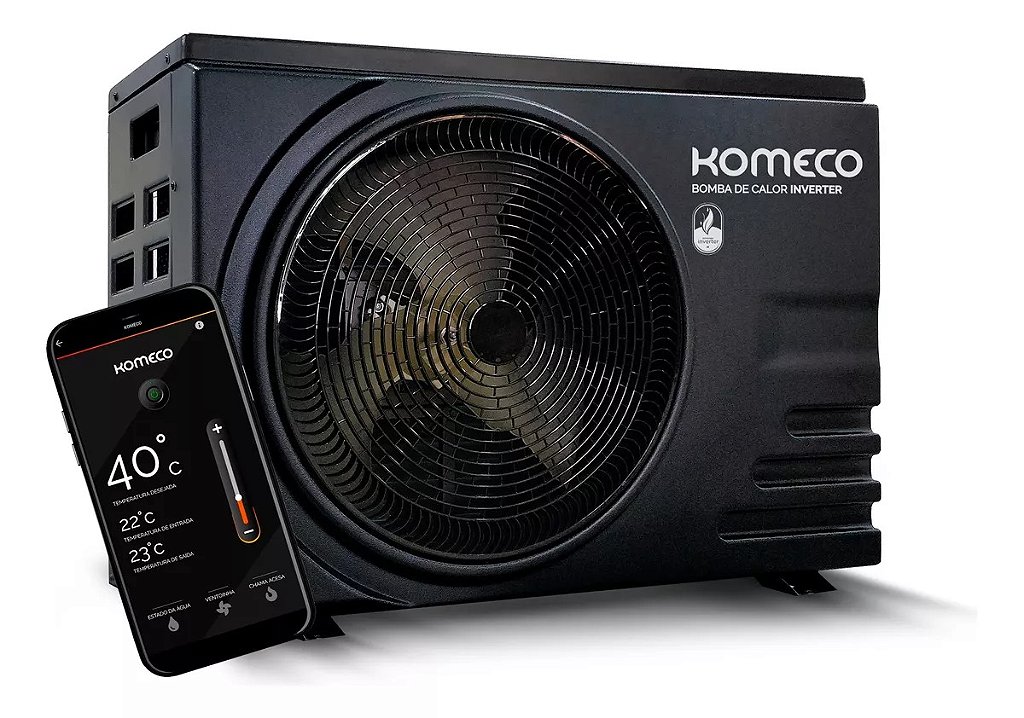 Trocador de Calor Para Piscinas Até 100 Mil Litros Inverter Wifi Komeco KOBC 100QC G1 - Real ...