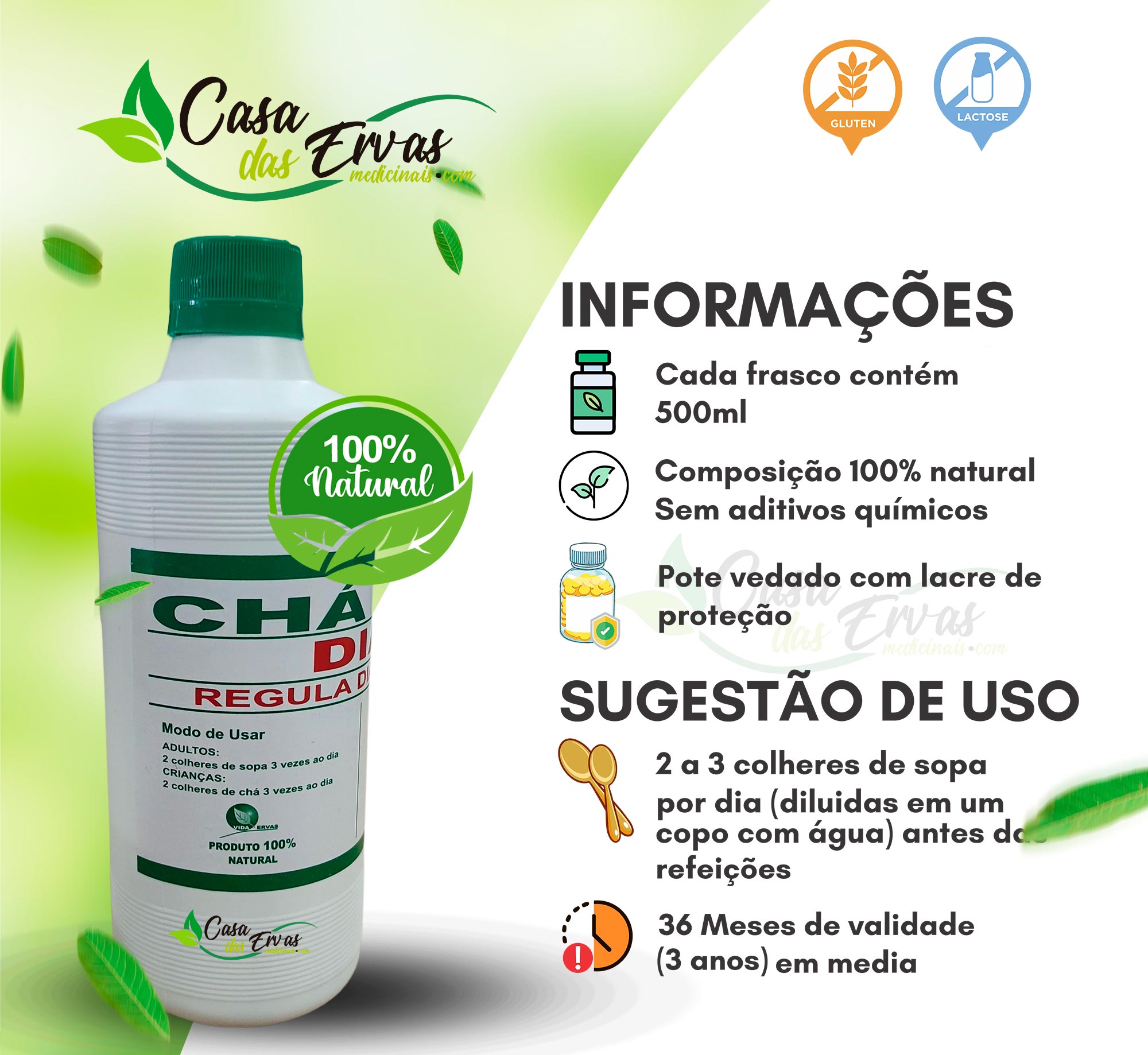 Chá da Vida ( Diabetes e Colesterol ) 500 ML - Casa das Ervas Medicinais